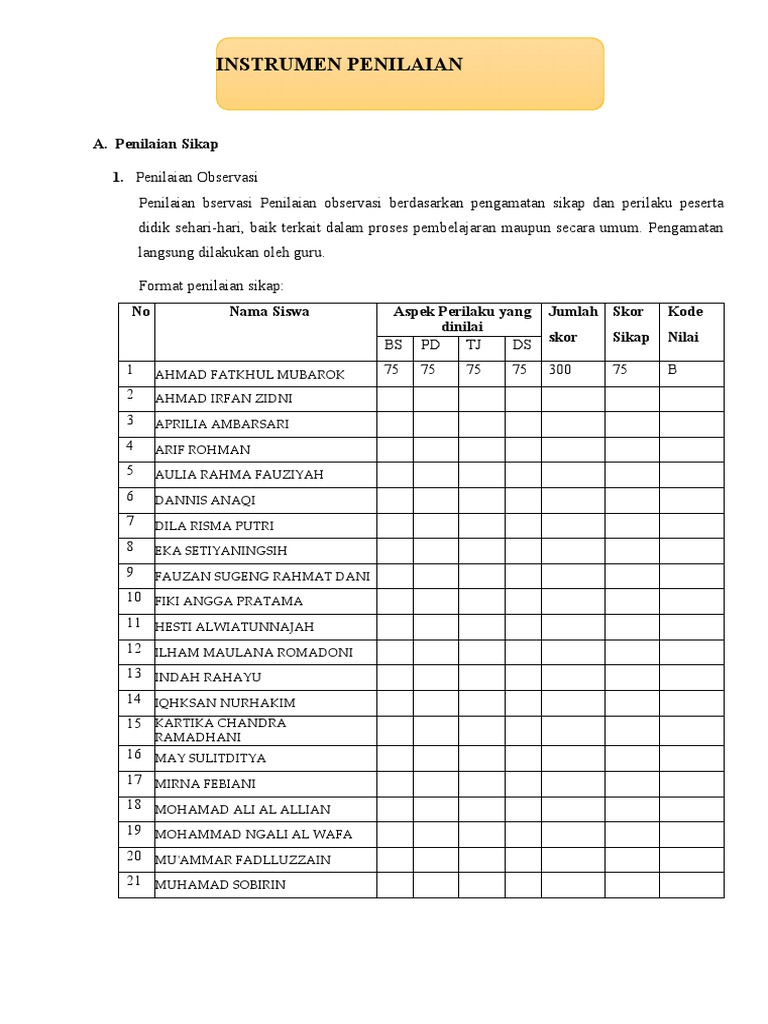 Instrumen Penilaian | PDF