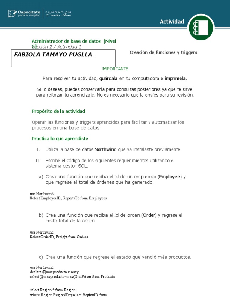 Funciones y Triggers | PDF | Gestión de tecnología de la información ... Funciones y Triggers | PDF | Gestión de tecnología de la información ...
