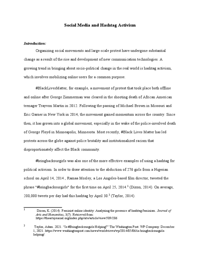 Social Media Activism Hashtags Pdf Hashtag Social Media