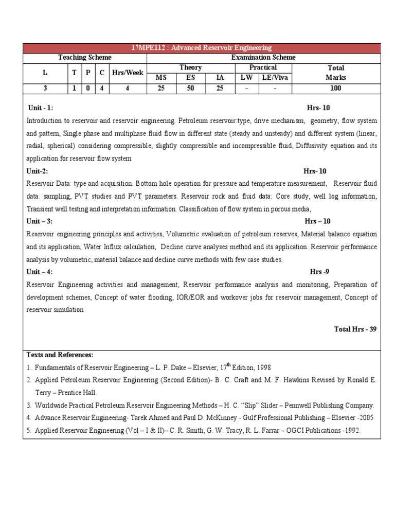 Advanced Reservoir Engineering Course | PDF | Fluid Dynamics ...