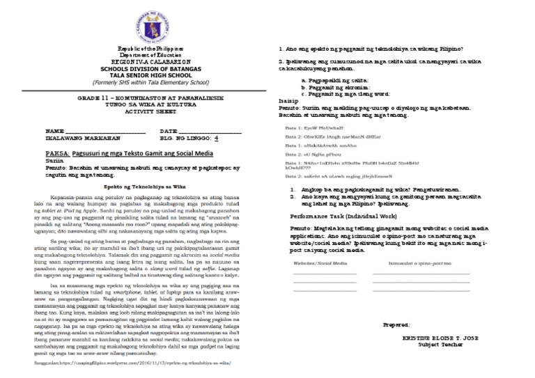 Act Sheet-Week4 | PDF