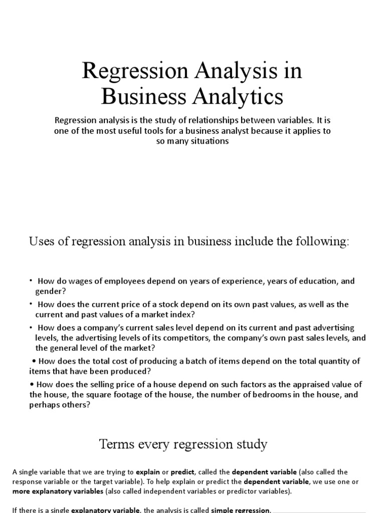 Regression Analysis in Business Analytics | PDF | Dependent And Independent Variables ...