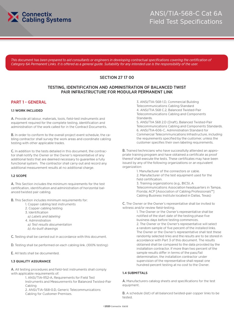 ANSI - TIA-568-C Cat 6A Test Method | PDF | Information And ...