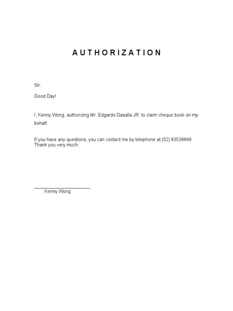 Authorization Letter(Bank) | PDF