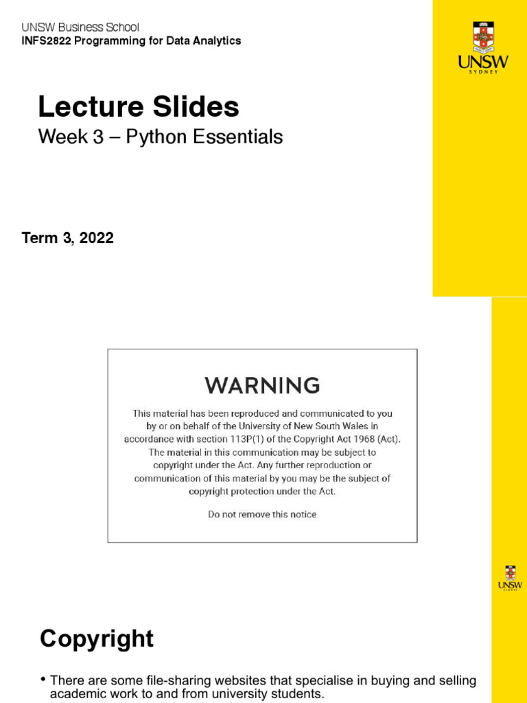 W3 INFS2822 Lec | PDF | Control Flow | Computer Programming