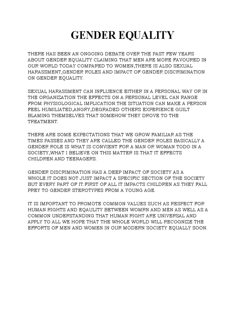 Gender Equality | PDF