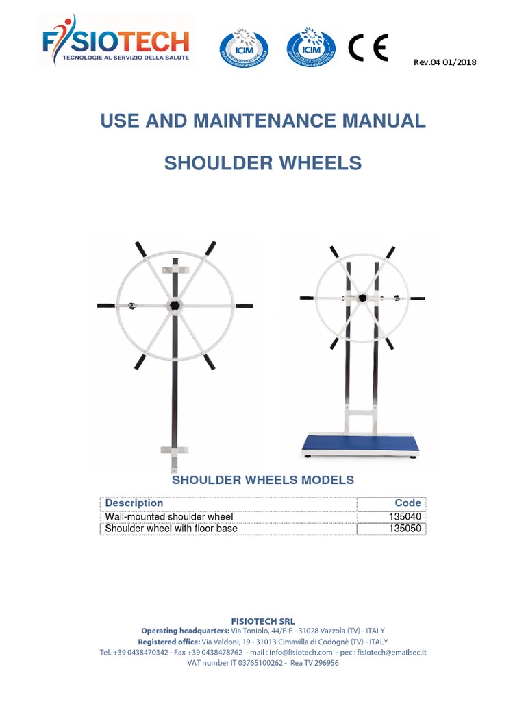 Use and Maintenance Manual Shoulder Wheel | PDF