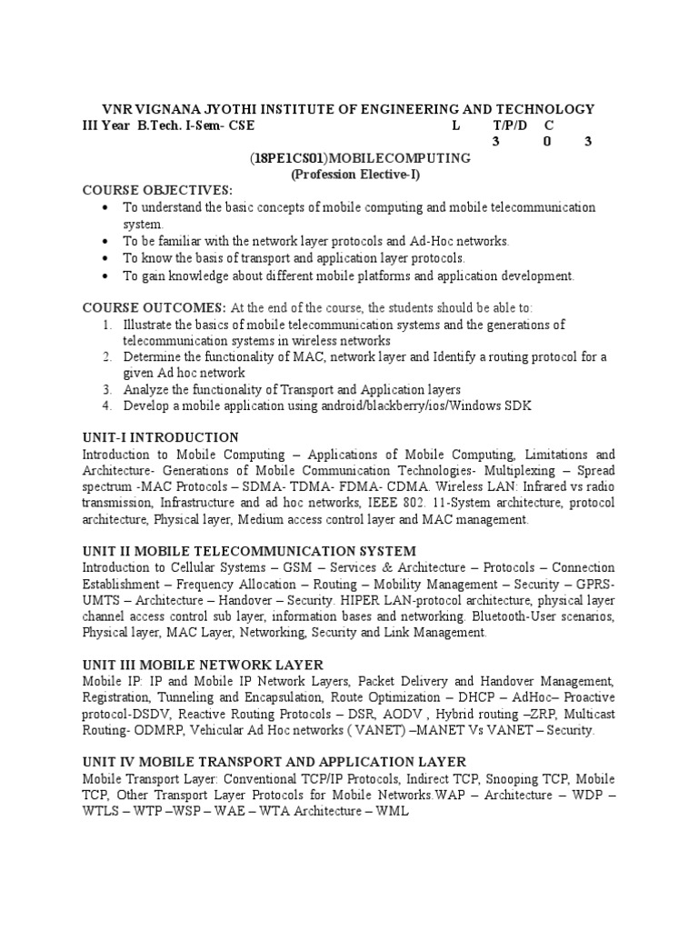 MC Syllabus III BTECH | PDF | Computer Network | Information And ...