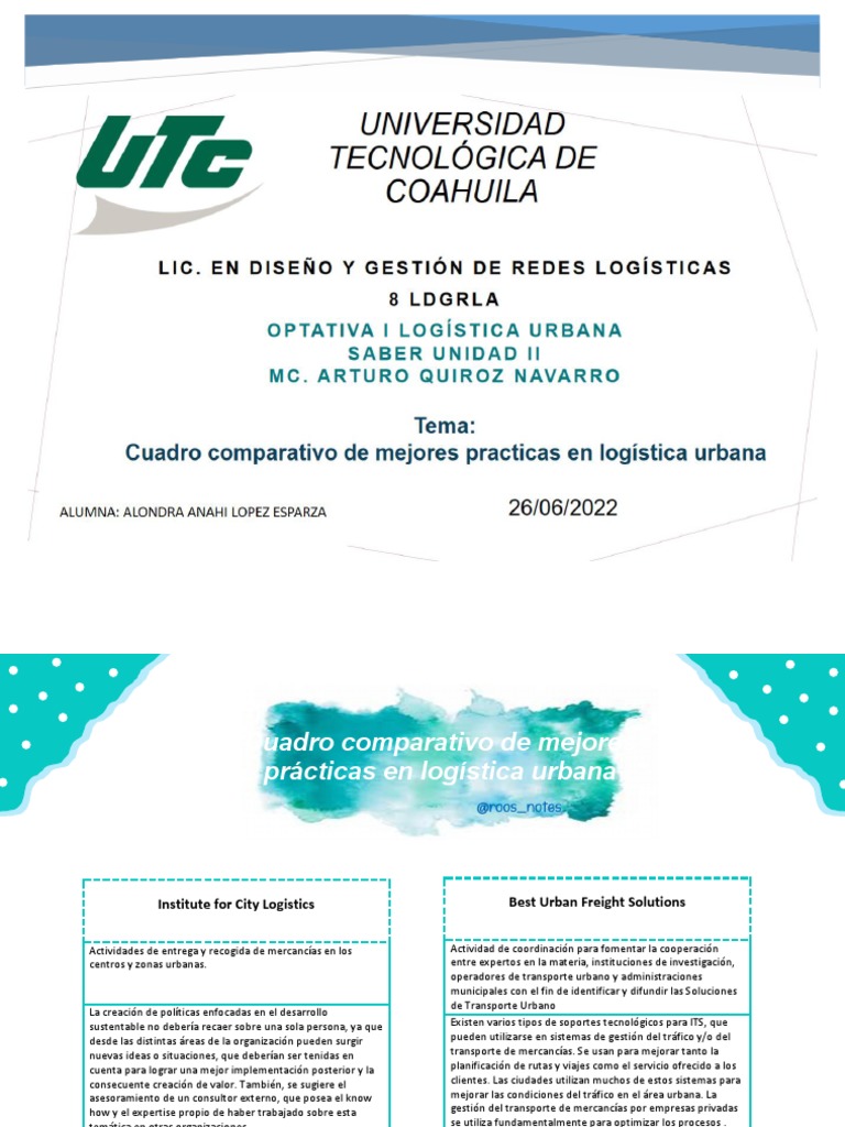 Cuadro Comparativo de Mejores Prácticas en Logística Urbana | PDF ...
