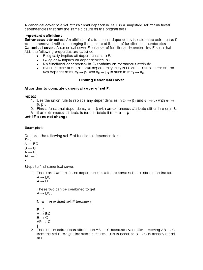 Canonical Cover | PDF | Mathematics | Mathematical Logic