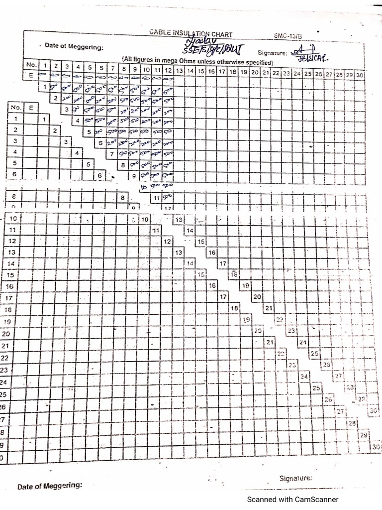 Cable Meggering Record 1 | PDF