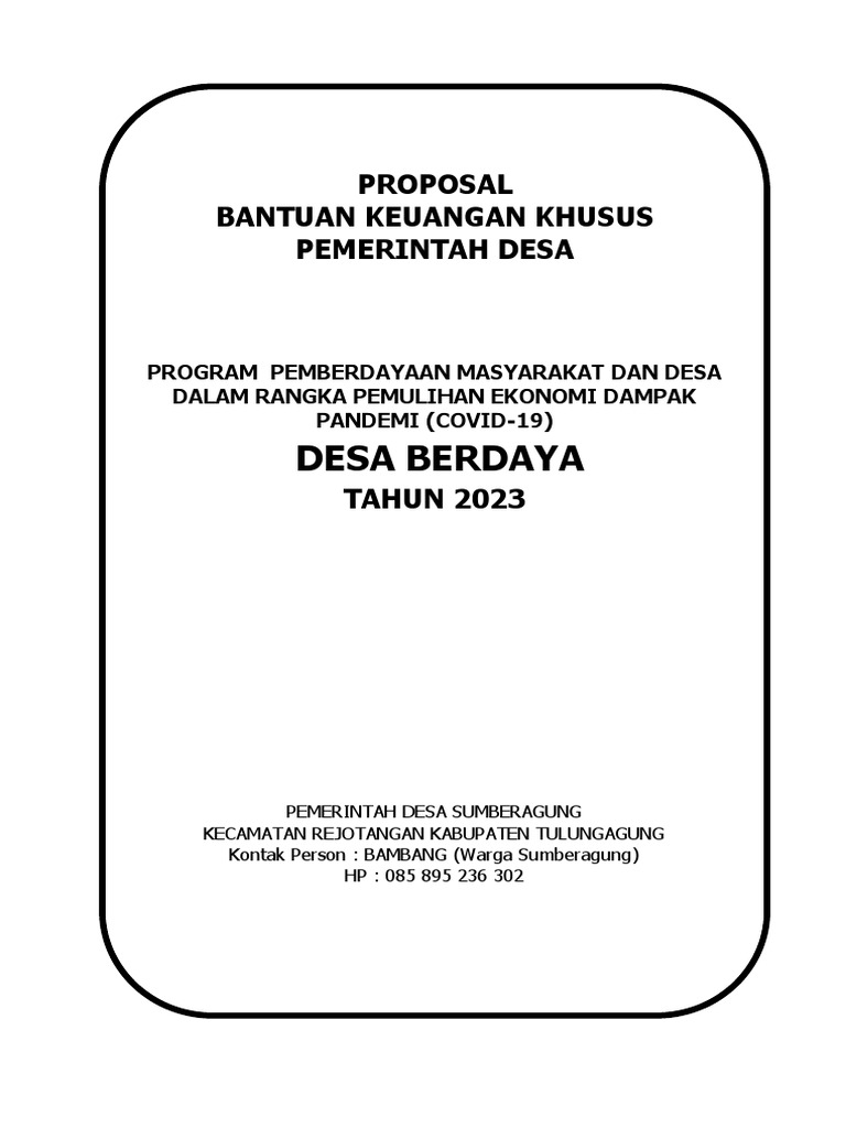 Proposal Permohonan BKK Program Desa Berdaya 2023 | PDF