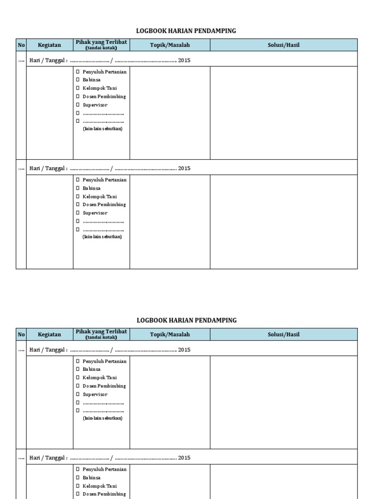 Logbook Kegiatan Pendampingan | PDF