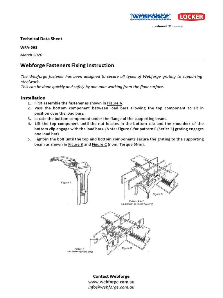 Wfa 003 Webforge Fasteners Fixing Instructions v1 | PDF