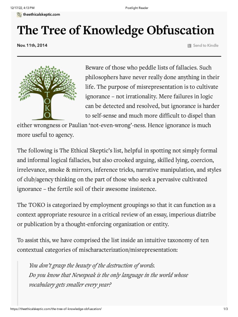 "Knowledge Obfuscation Fallacies" | PDF | Logic | Fallacy