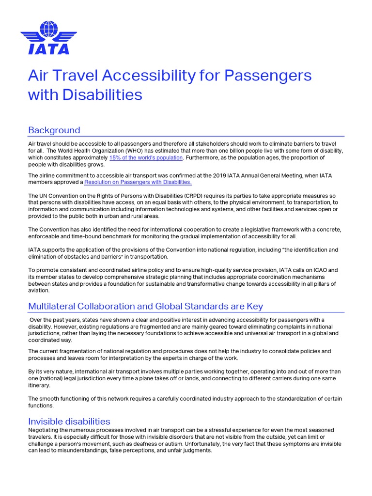 IATA Factsheet On Accessibility December 2022 | PDF | Accessibility | Airport