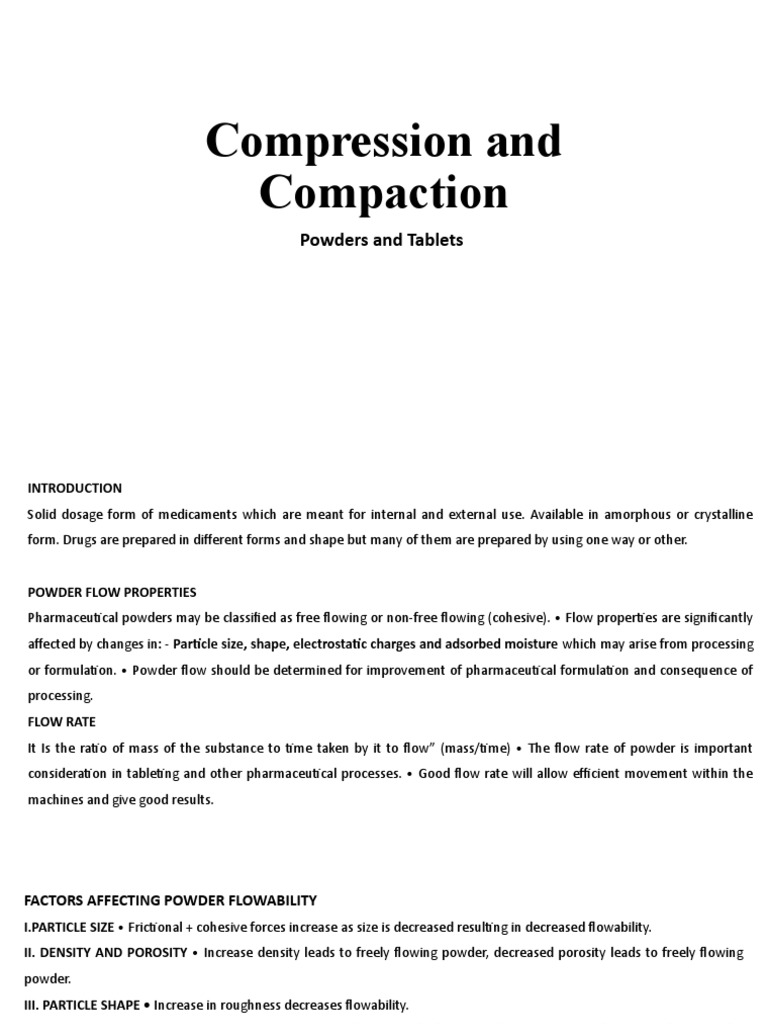 Compression and Solids | Download Free PDF | Density | Tablet (Pharmacy)