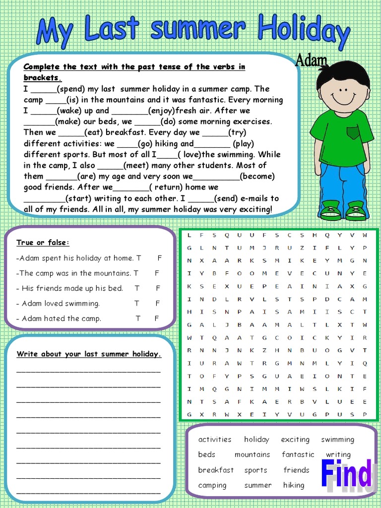 My Last Summer Holiday Worksheet | PDF
