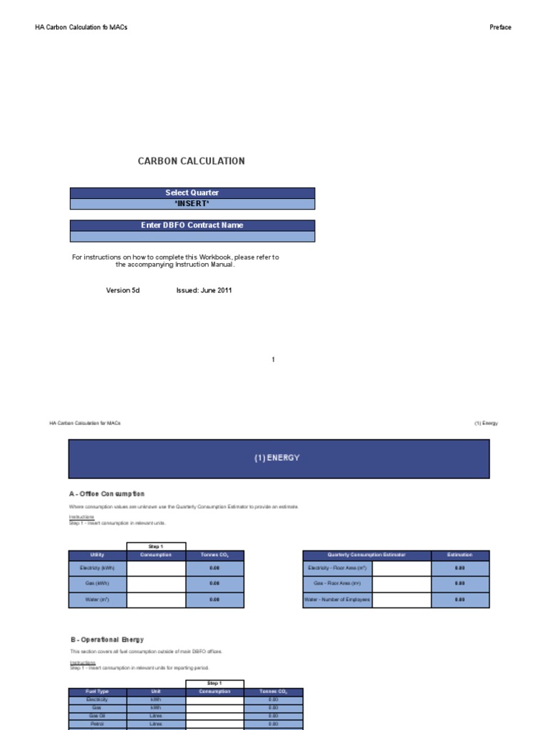 DBFO HA Carbon Calculation Spreadsheet | PDF | Waste | Construction ...