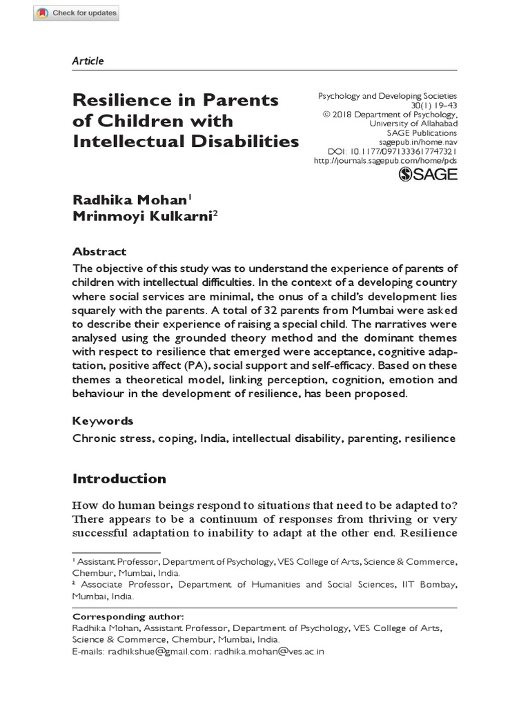 Resilience in Parents of Children With I | PDF | Psychological ...