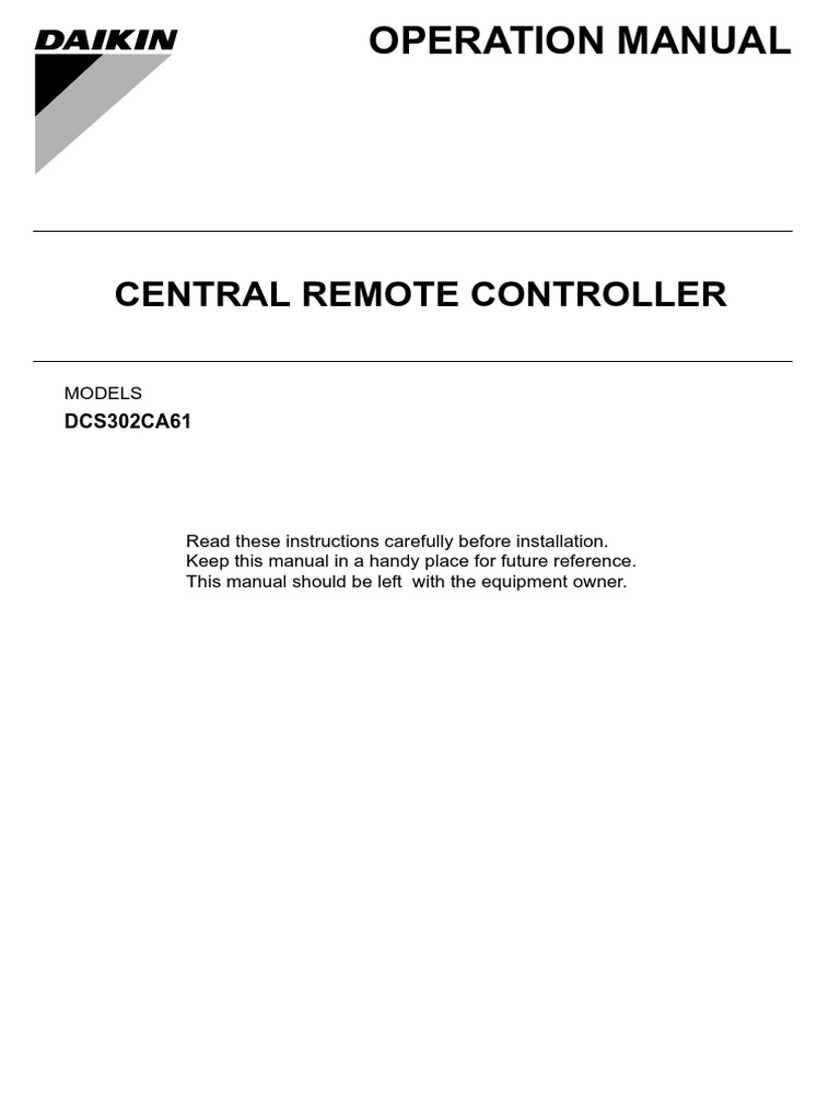 Dcs302ca61 Central Controller | PDF | Air Conditioning | Packaging And ...
