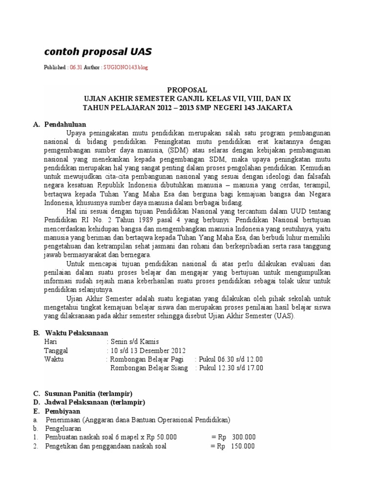 Contoh Proposal UAS | PDF