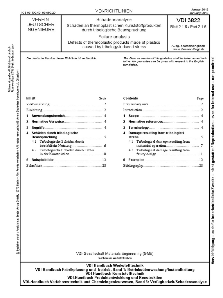 Vdi-Richtlinien Verein Deutscher Ingenieure Schadensanalyse | PDF