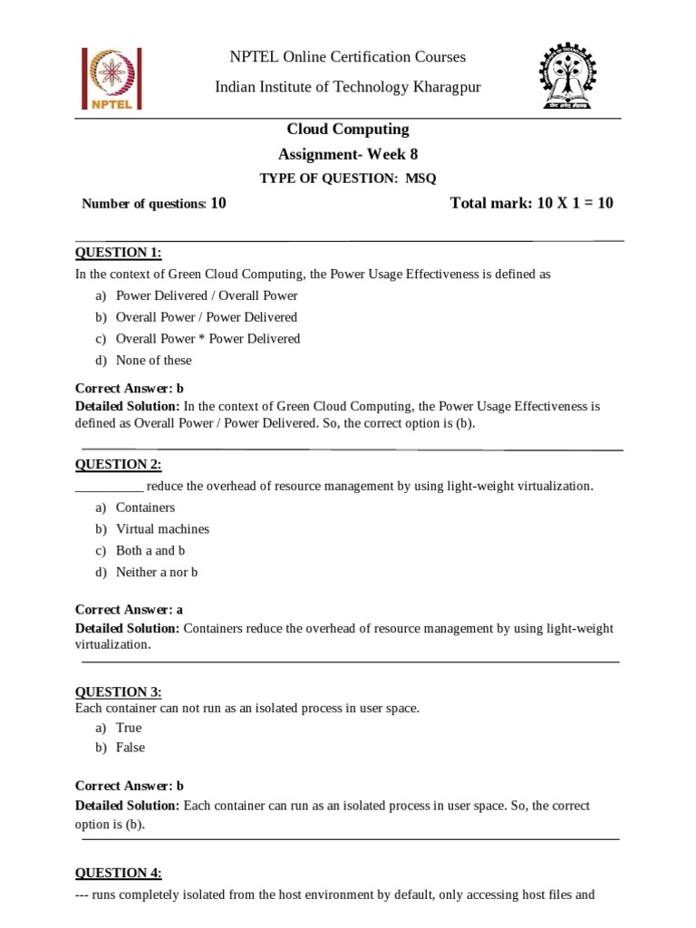 Nptel Cc Assignment8 Pdf