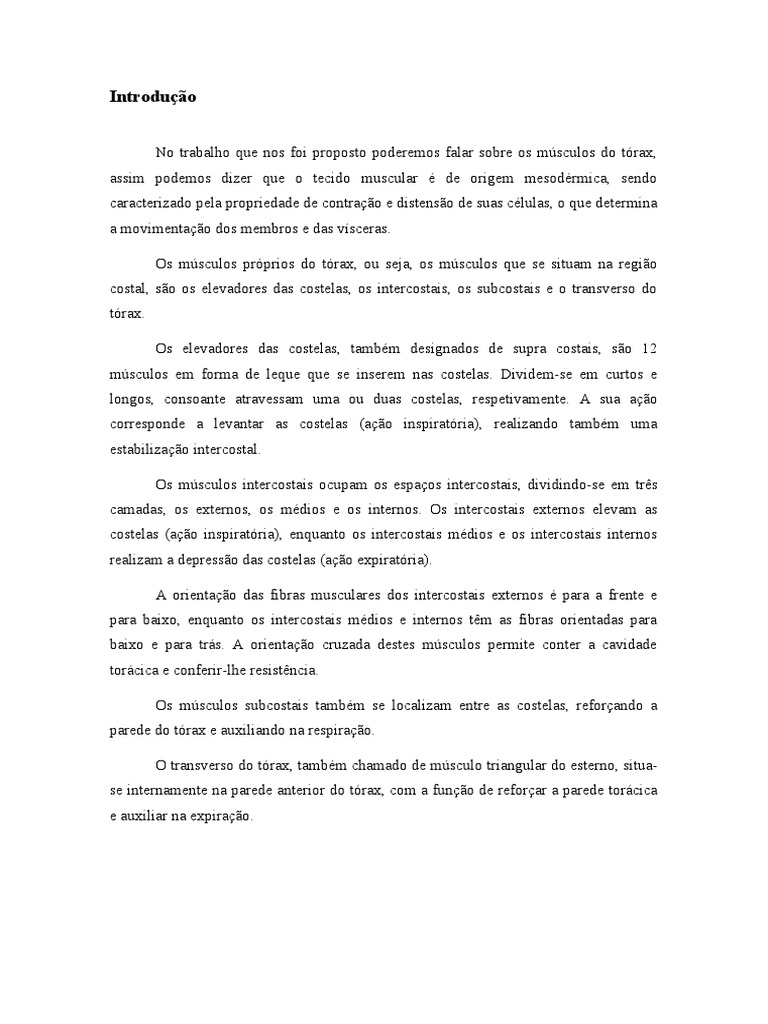 Musculos Do Tórax Feito Por Mutota | PDF | Músculo esquelético | Coluna ...