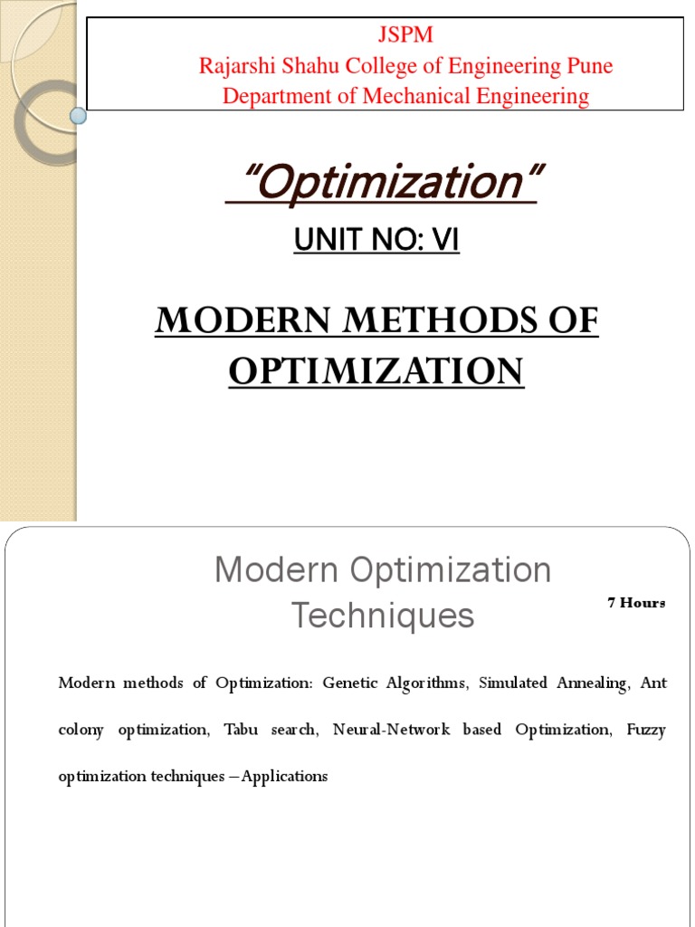 Modern Optimization Techniques Overview | PDF