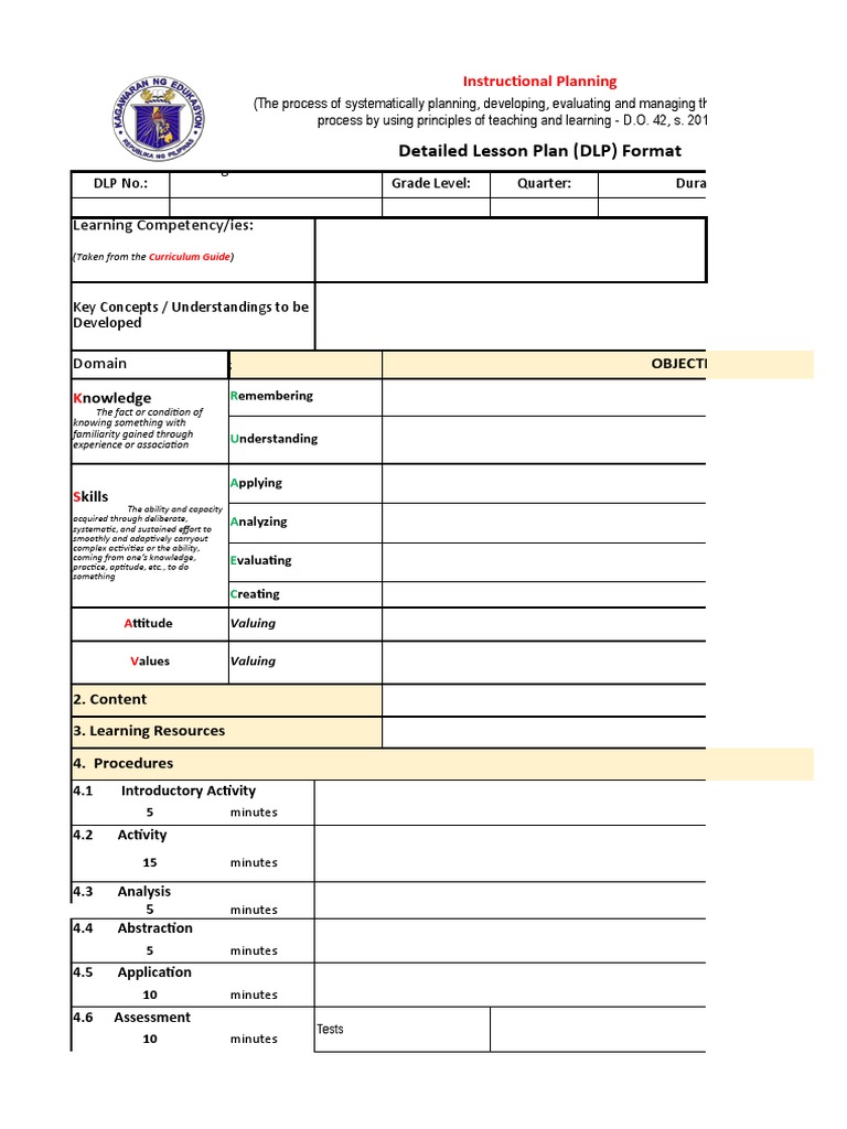 DLP Blank Form | PDF | Learning | Educational Assessment