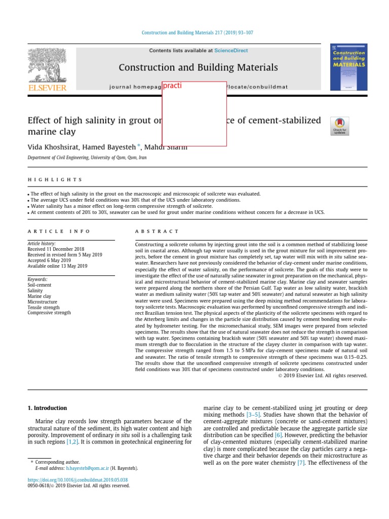 Effect of High Salinity in Grout On The Performance of Cement ...