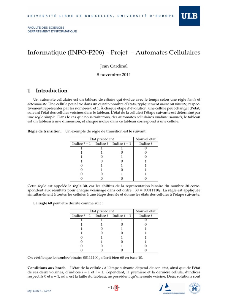 ULB Info-F206 2011-2012 Projet | PDF | Programme informatique ...