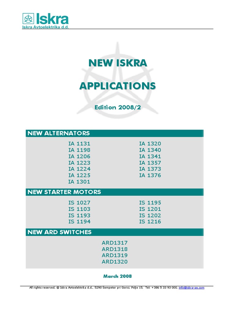 Catalogo ISKRA 2008 | PDF | Automotive Industry | Vehicles