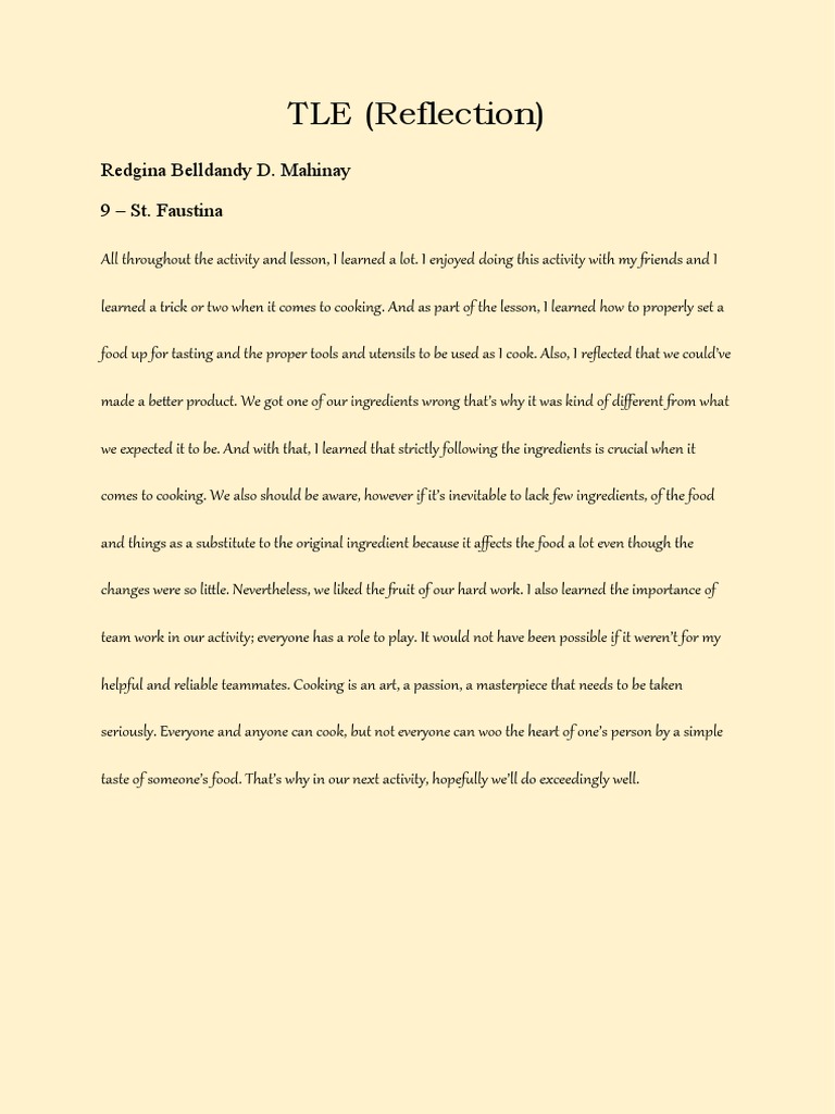 Tle Reflection | PDF