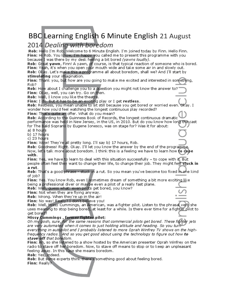 Dealing With Boredom | PDF