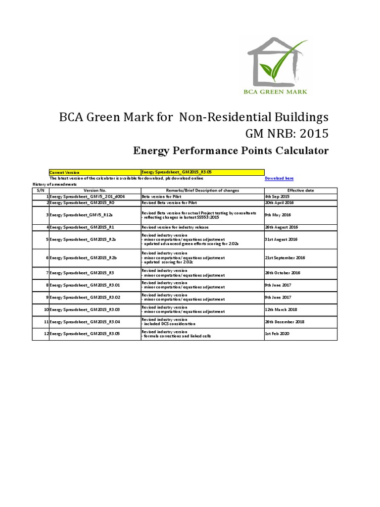 BCA Energy Performance Calculator Guide | PDF | Water Heating | Spreadsheet