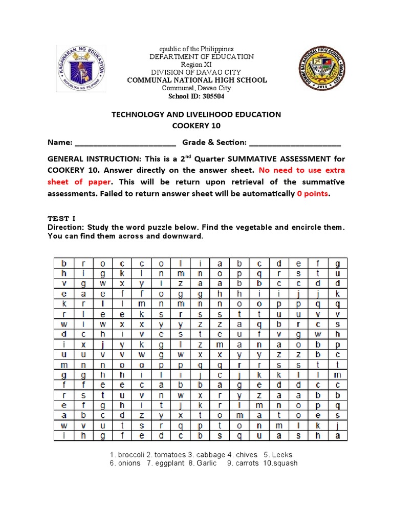 2nd Quarter SA (Cookery 10) | PDF