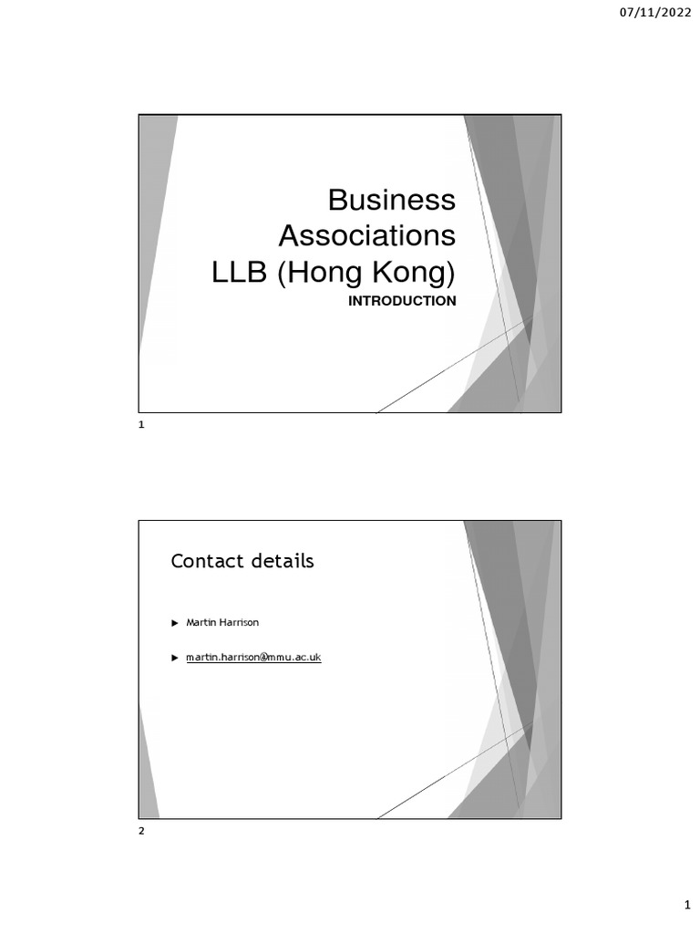 Lecture 1-Intro and Partnership | PDF | Partnership | Law Of Agency Lecture 1-Intro and Partnership | PDF | Partnership | Law Of Agency
