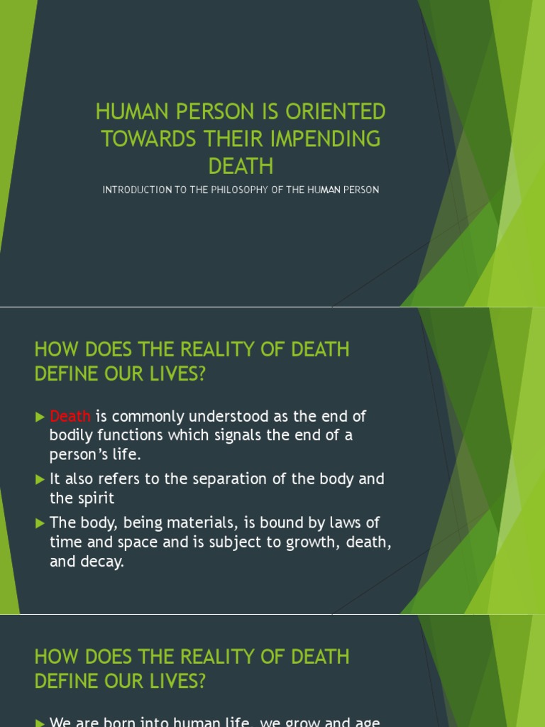 Philo 8 Human Person Is Oriented Towards Their Impending Death | PDF ...
