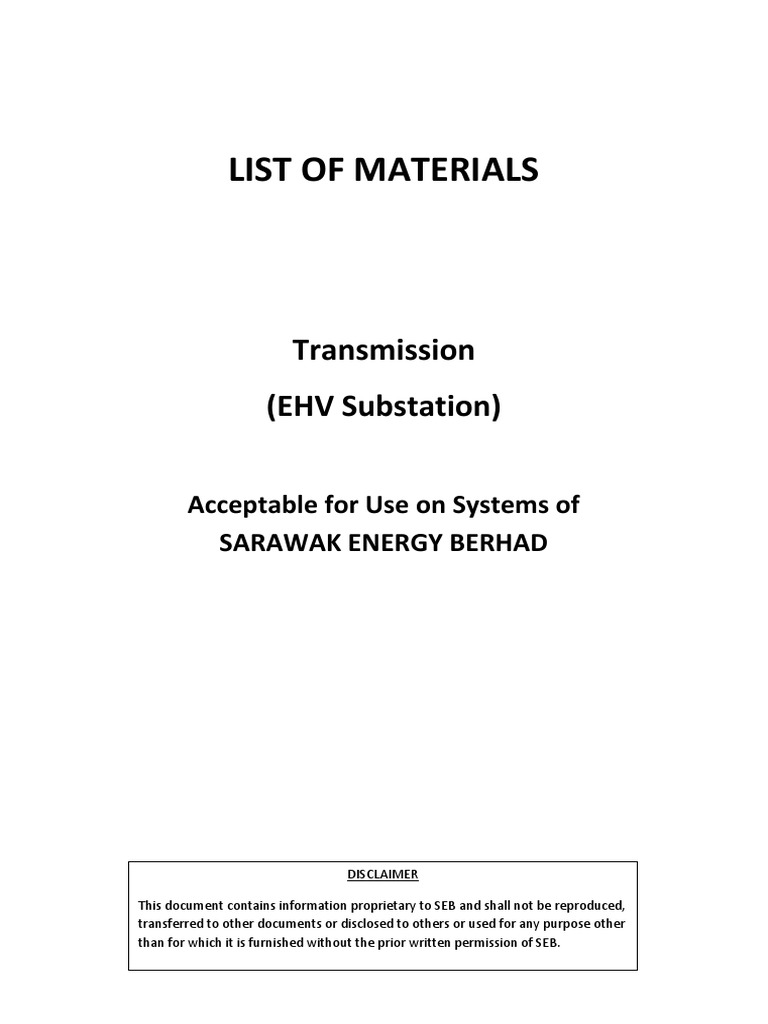 SEB Transmission Approved Products List | PDF | Electrical Substation ...