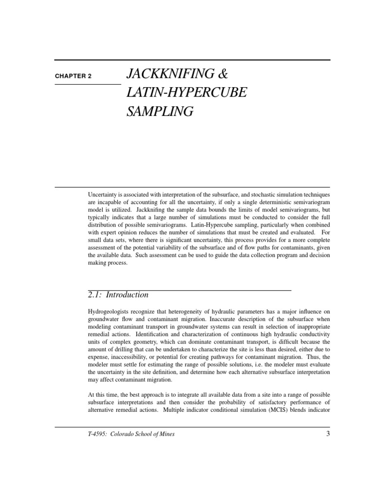 Jackknifing and Latinhypercube Sampling | PDF | Resampling (Statistics) | Confidence Interval