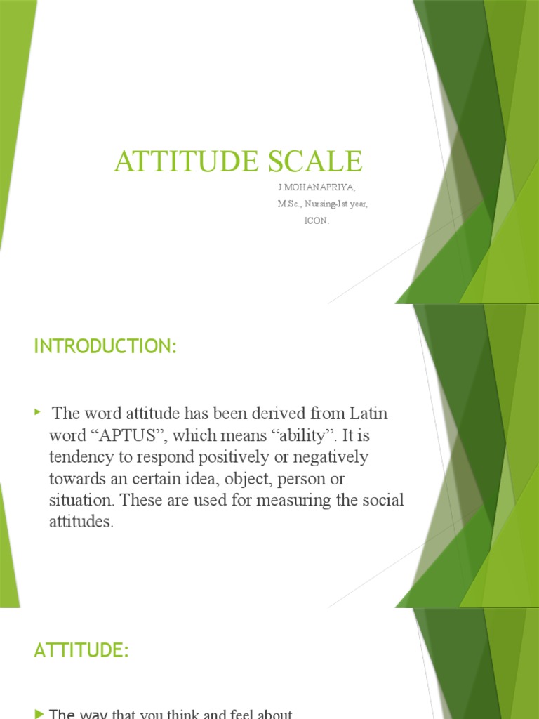 ATTITUDE SCALE | PDF | Attitude (Psychology) | Likert Scale