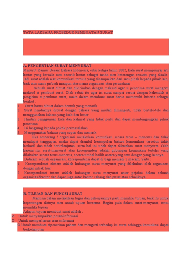 Tata Laksana Prosedur Pembuatan Surat | PDF