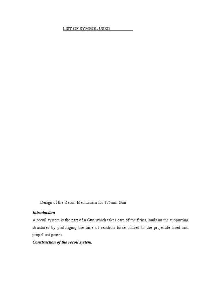 Design of The Recoil Mechanism For 175mm Gun1 | PDF | Gun | Force