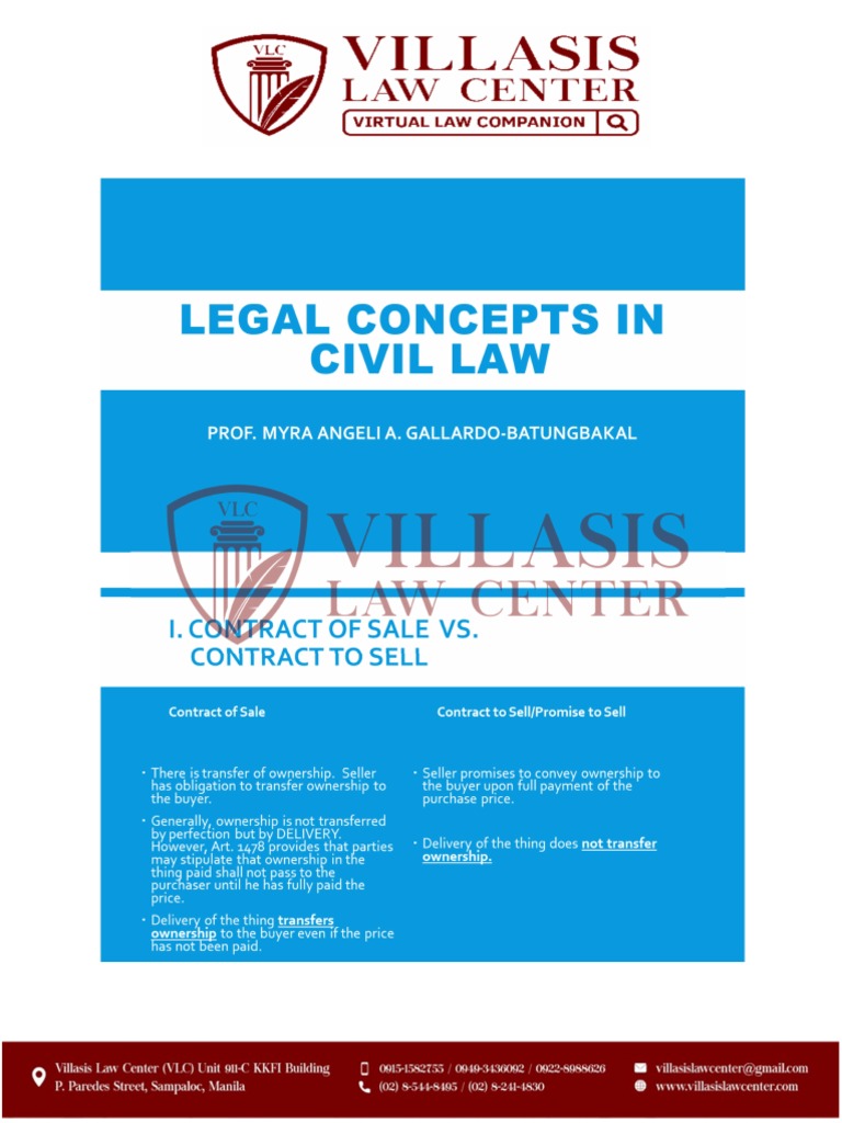 VLC SL2022 BNB CIVIL LAW Legal Concepts in Civil Law Prof. Myra Angeli ...