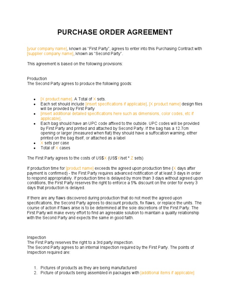 Purchase Order Agreement PDF | PDF | Cargo | Alibaba Group