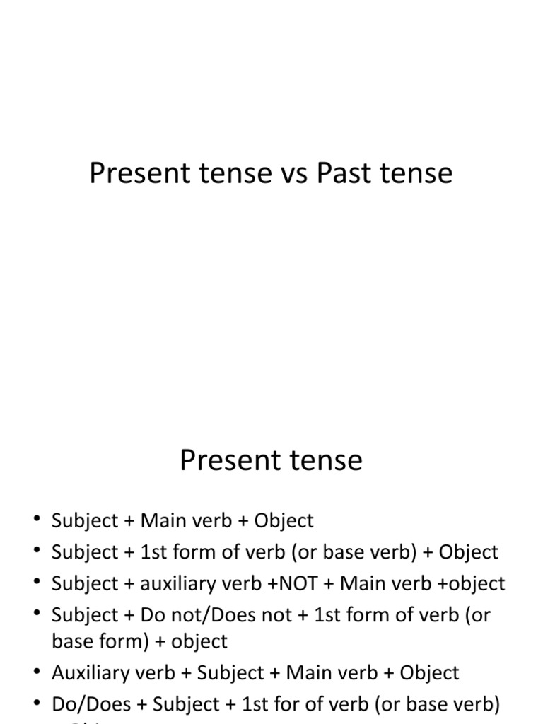 Present Tense Vs Past Tense | PDF