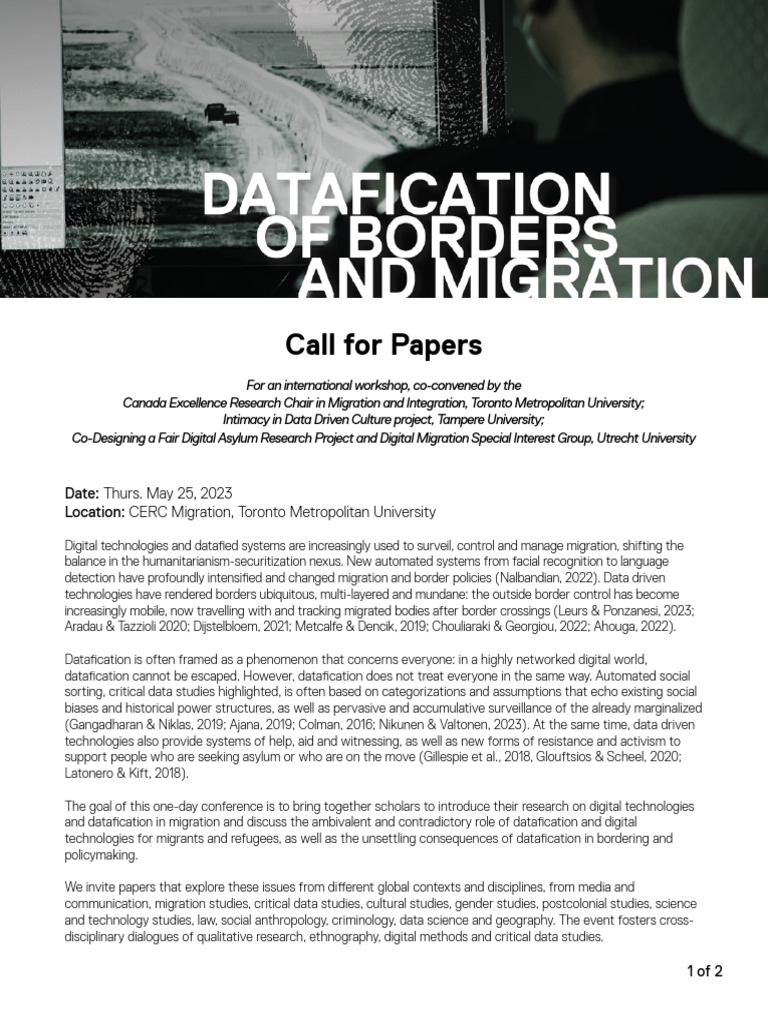 Call For Papers Datafication of Borders | PDF | Human Migration | Science