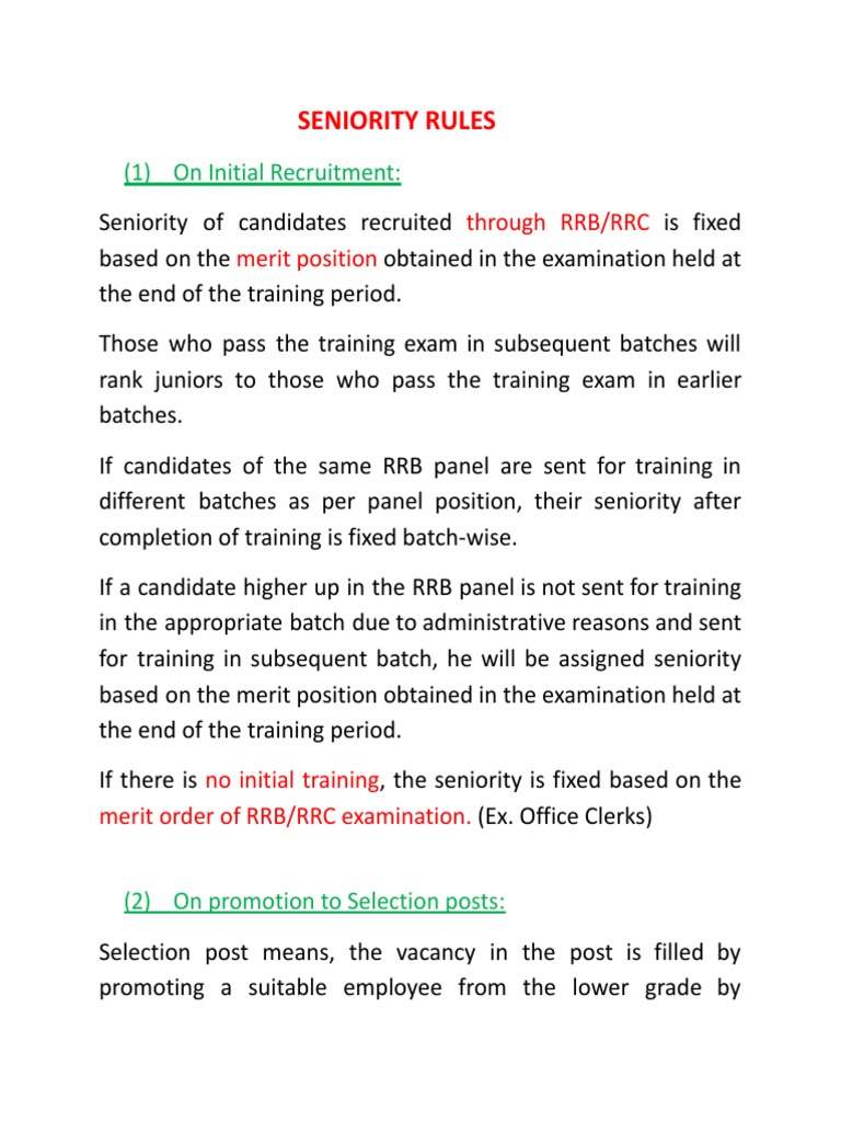 Seniority Rules | PDF